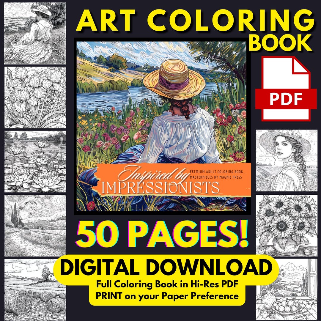 Impressionist Fine Art Coloring Pages | 50 Detailed Compositions ...