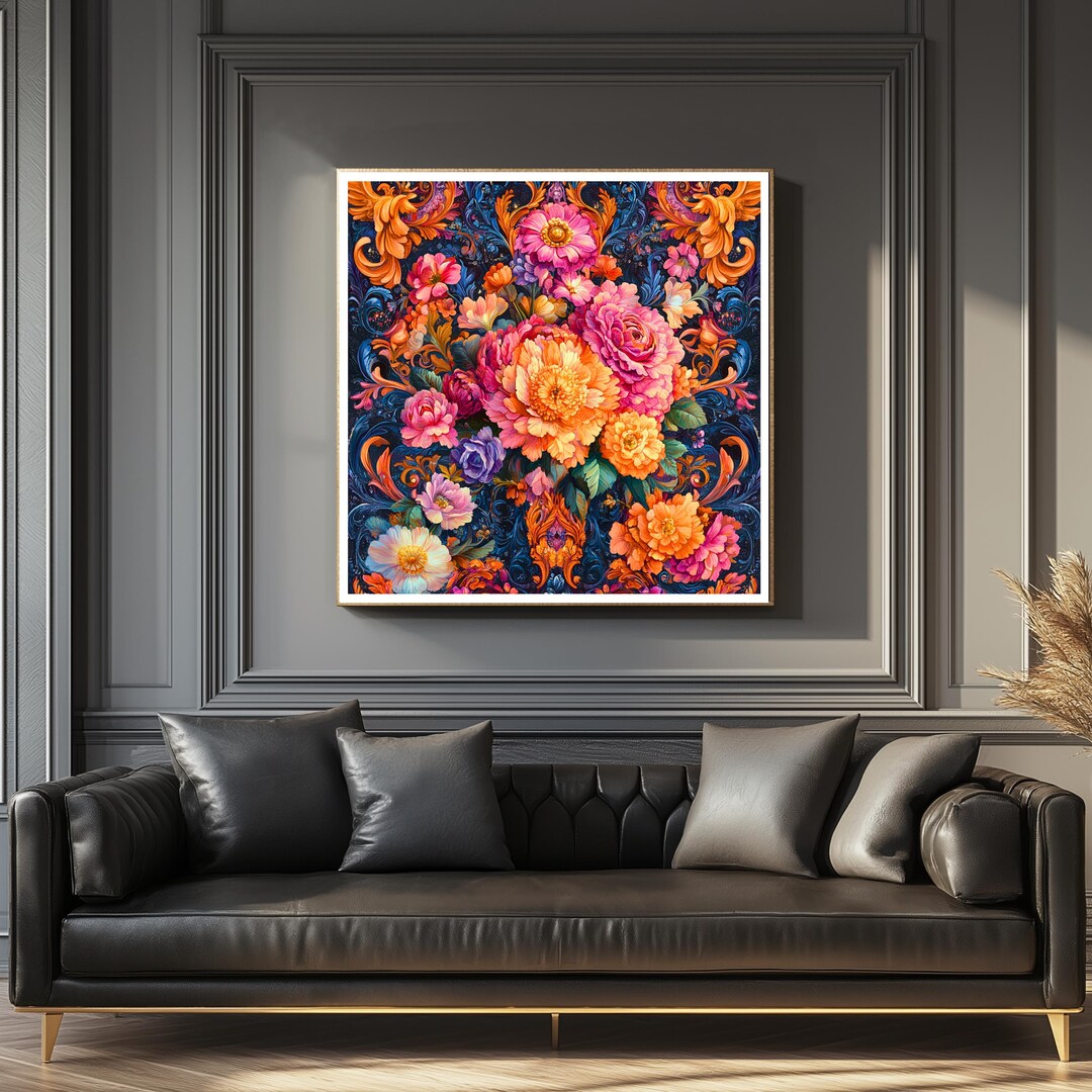 Rococo Floral Print – Pink & Orange, Ornate Pattern Fine Art - Etsy