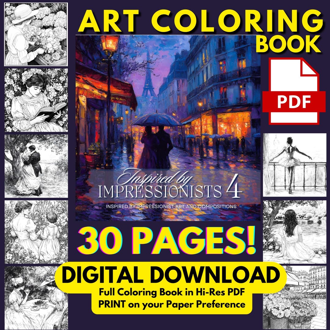 Detailed Impressionist Coloring Pages PDF | Inspired by Impressionists ...