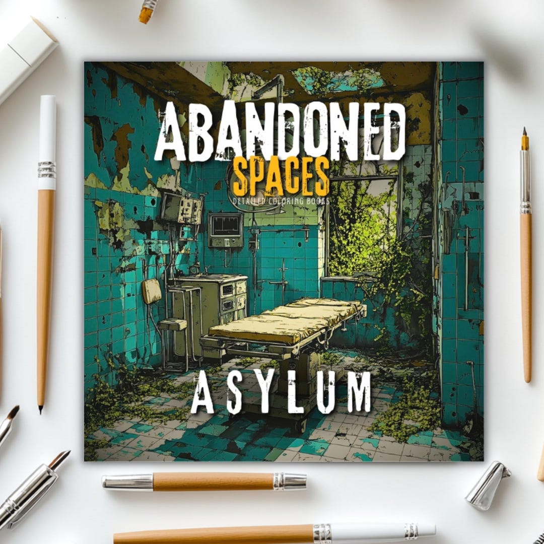 Abandoned Asylum Urban Decay Coloring Book Detailed Architectural ...
