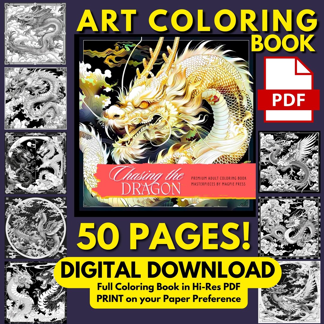 Asian Dragon Coloring Book: 50+ Japanese Tattoo Art Designs (PDF ...