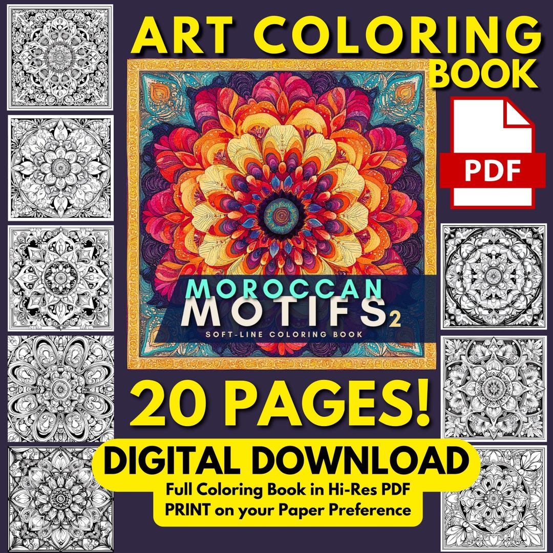 Moroccan Motives 2 Coloring Book PDF | 20 Geometric & Tile Designs ...