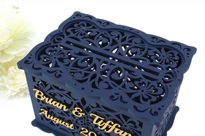 Navy Card Box for Wedding Money Gift Envelopes, Post, Quinceanera ...