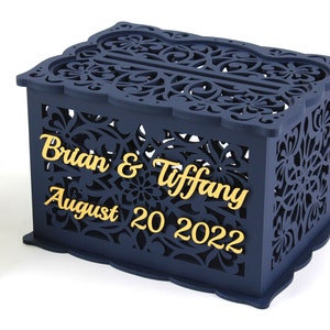 Navy Card Box for Wedding Money Gift Envelopes, Post, Quinceanera ...