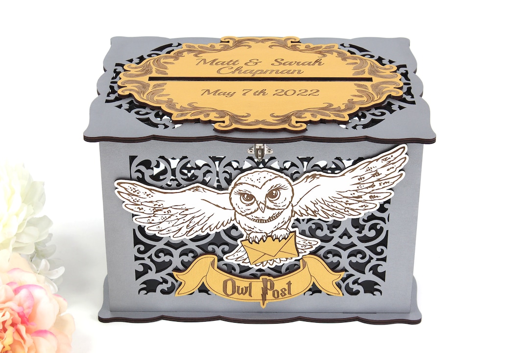Wedding Advice Cards Box Wedding Post Box Owl Well Wishes Box for Money ...