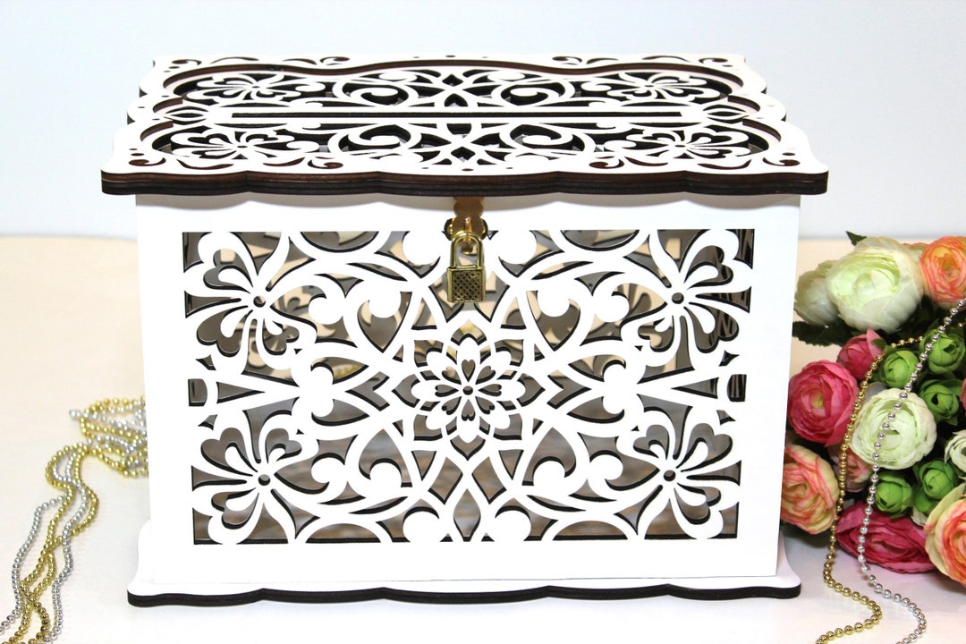 WEDDING MONEY BOX, Wedding Card Box With Lock, Wedding Card Holder ...