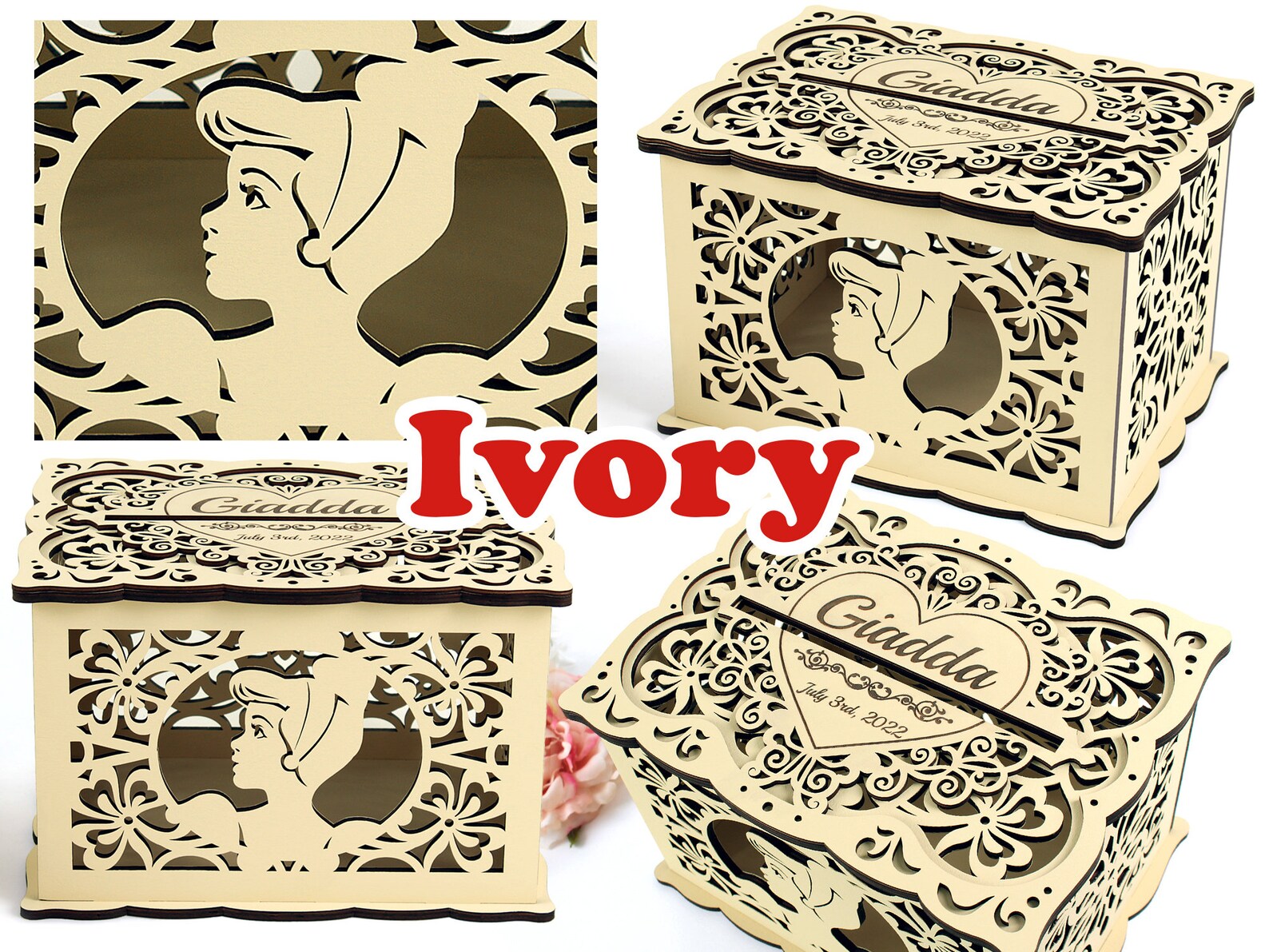 Quinceanera Card Box With Slot Cinderella Personalized for - Etsy