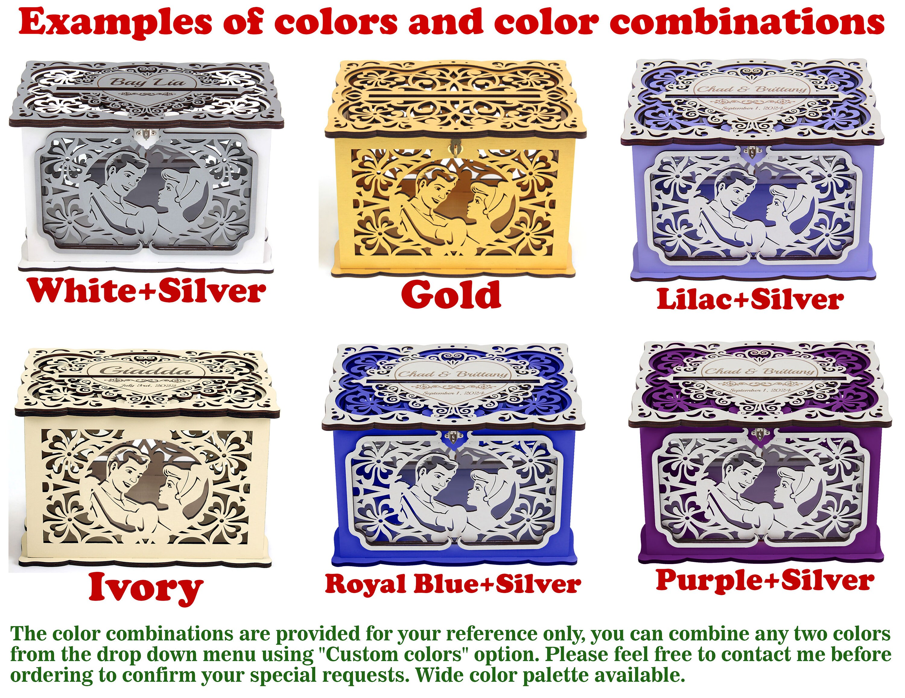 Wedding Card Box With Lock, Cinderella Fairy Tale Wedding Money Box ...