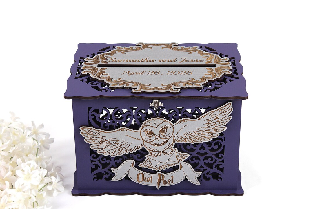 Owl Wedding Card Box With Slot, Fantasy Themed Wedding Post, 15-th ...