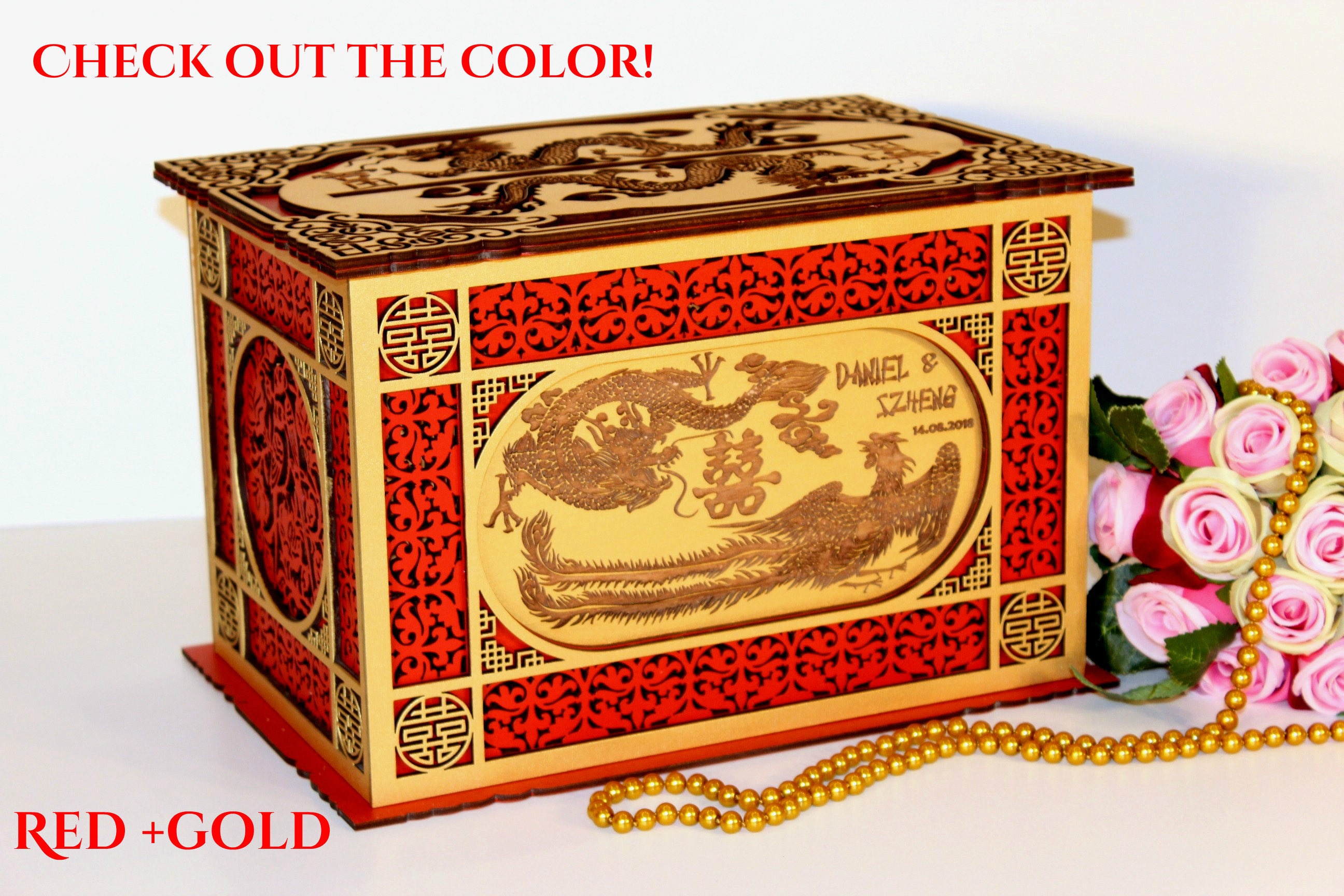 WEDDING MONEY BOX Chinese Eastern Personalised Monogrammed | Etsy