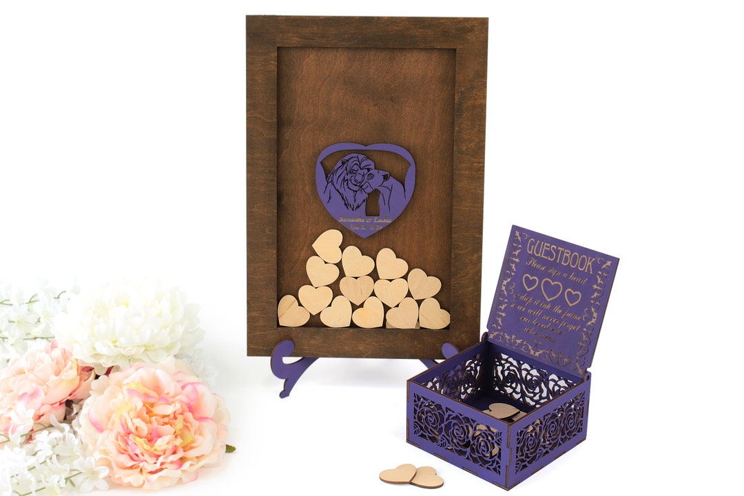 The Lions Wedding Guest Book Alternative, Simba Lion and Lioness Wood ...