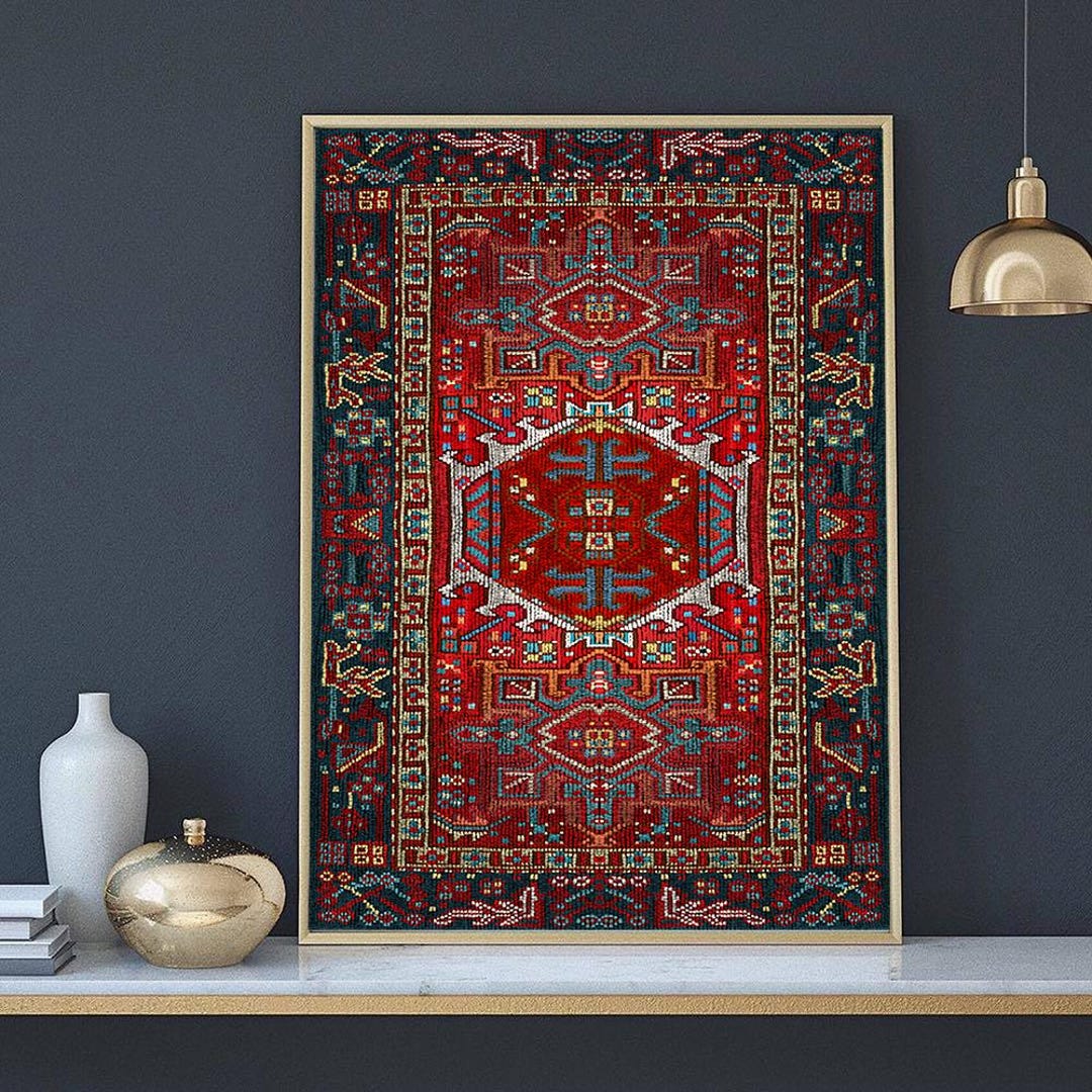 Ancient Persian Rug Poster – Ornamental Digital Wall Art, Intricate ...