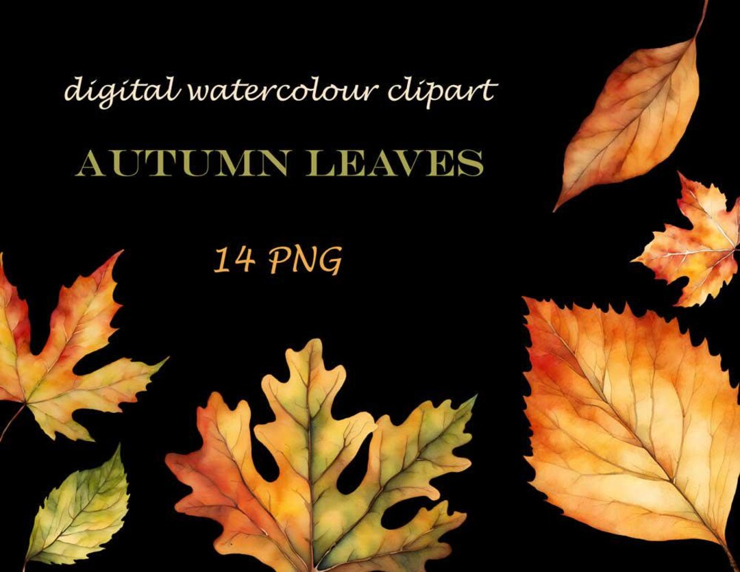 Autumn Leaves. Digital Watercolor Clipart. AI Illustration. Watercolour ...