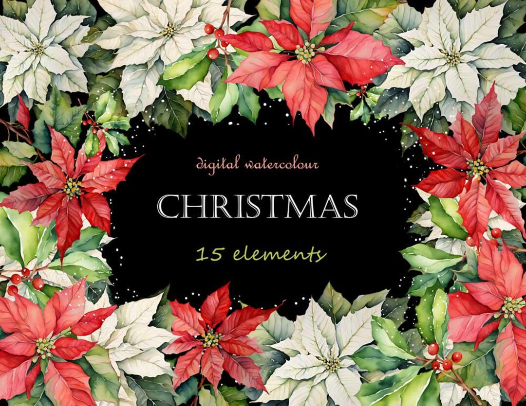 Watercolor Christmas Clipart Bundle: Holiday Illustrations (PNG Digital ...