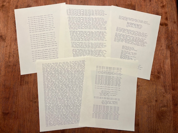 The Shining all Work and No Play Replica Typewriter Pages - Etsy