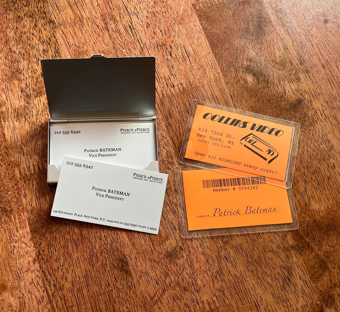 Patrick Bateman Business Card Case and Video Store Rental Card American ...