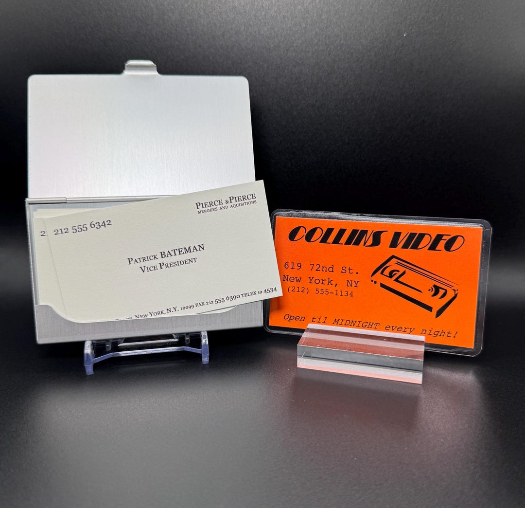 Patrick Bateman Business Card Case and Video Store Rental Card American ...