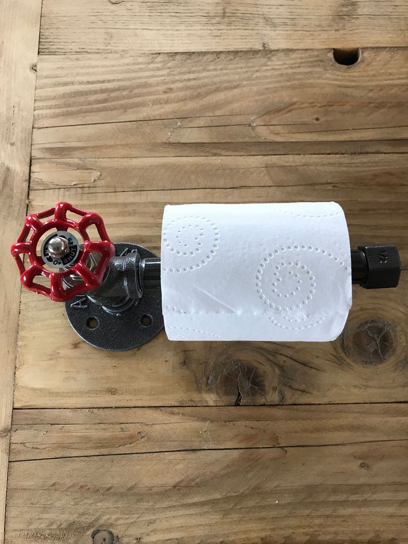Toilet roll holder with red tap | Etsy