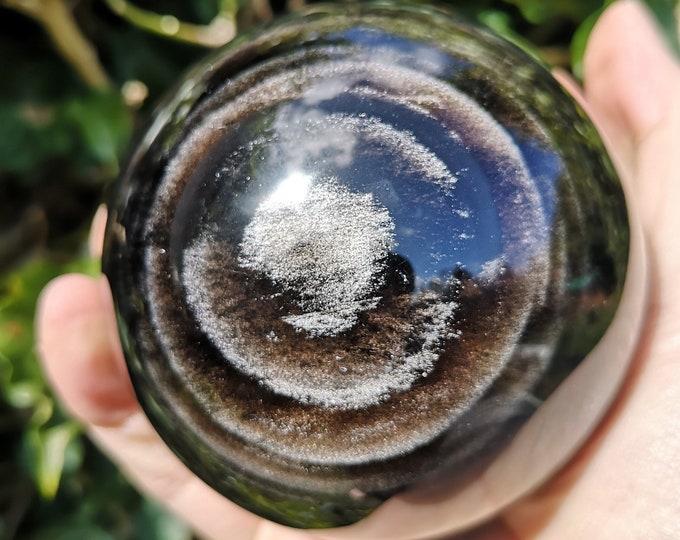 Large Silver Sheen Obsidian Sphere 84mm - High Quality XL Silver ...