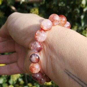 Fire Quartz Bracelet Hematoid Quartz Crystal Large 12mm Bead Bracelet ...