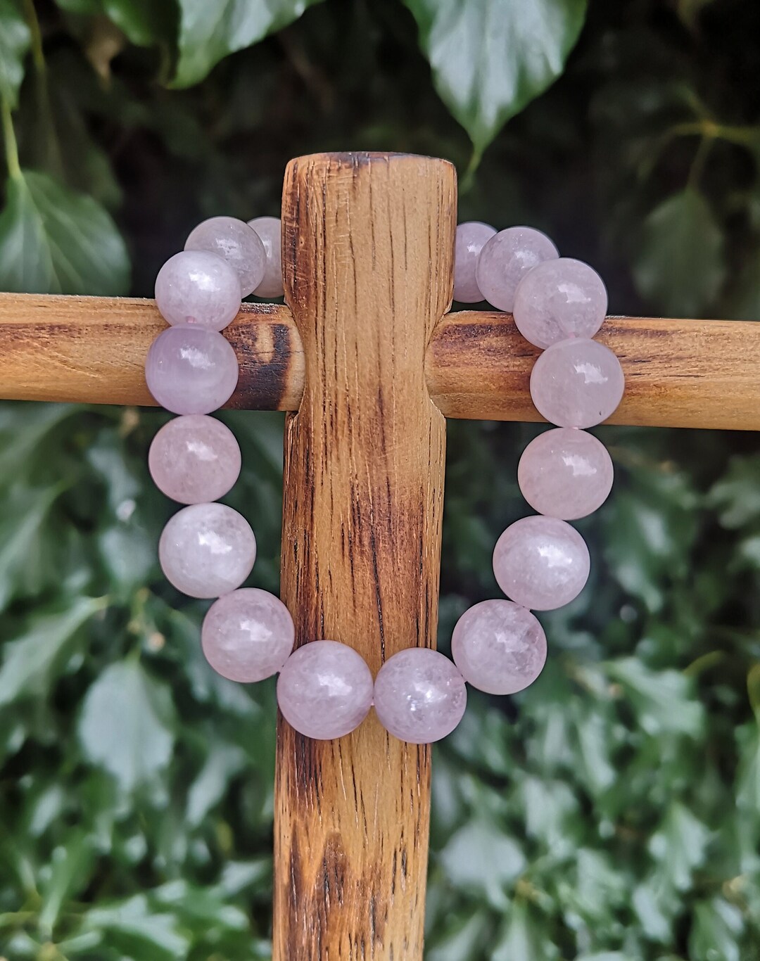 Pink Morganite Bracelet - Pink Beryl Crystal 11mm Bead Bracelet ...