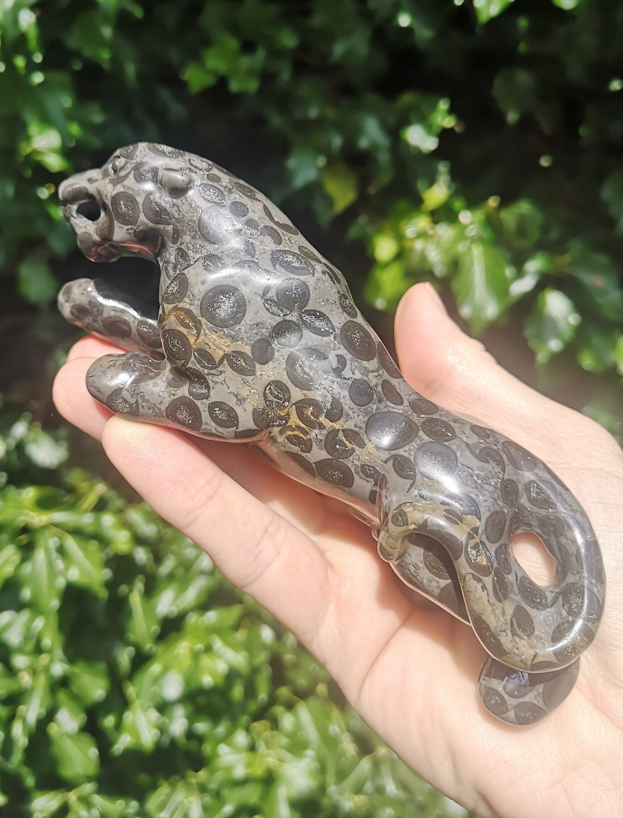 Leopard Stone Puma Cat Carving -large Spotted Jasper Crystal Leopard ...