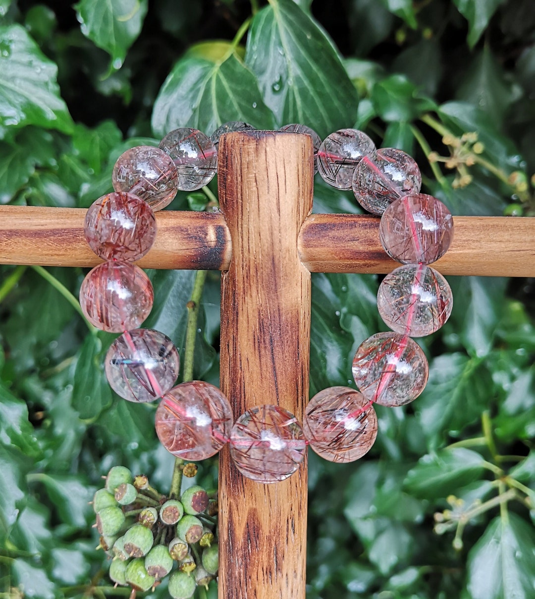 Copper Rutile Quartz Bracelet Black Rutile Quartz Bead Bracelet Rare ...