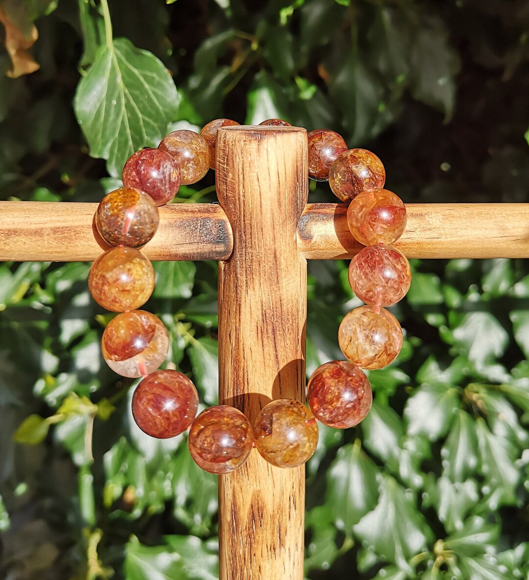 Fire Quartz Bracelet & Golden Healer Quartz Bracelet Rare Combi Crystal ...