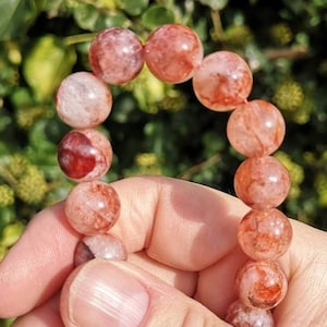 Fire Quartz Bracelet Hematoid Quartz Crystal Large 12mm Bead Bracelet ...
