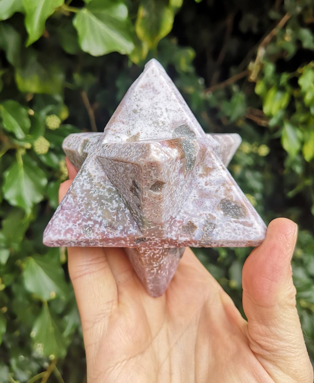 Ocean Jasper Crystal Merkabah Star 425g - Pink OJ Large Merkaba 107mm ...