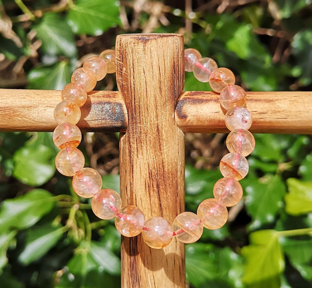 Golden Healer & Fire Quartz Bracelet - Fire + Golden Quartz 8mm Bead ...