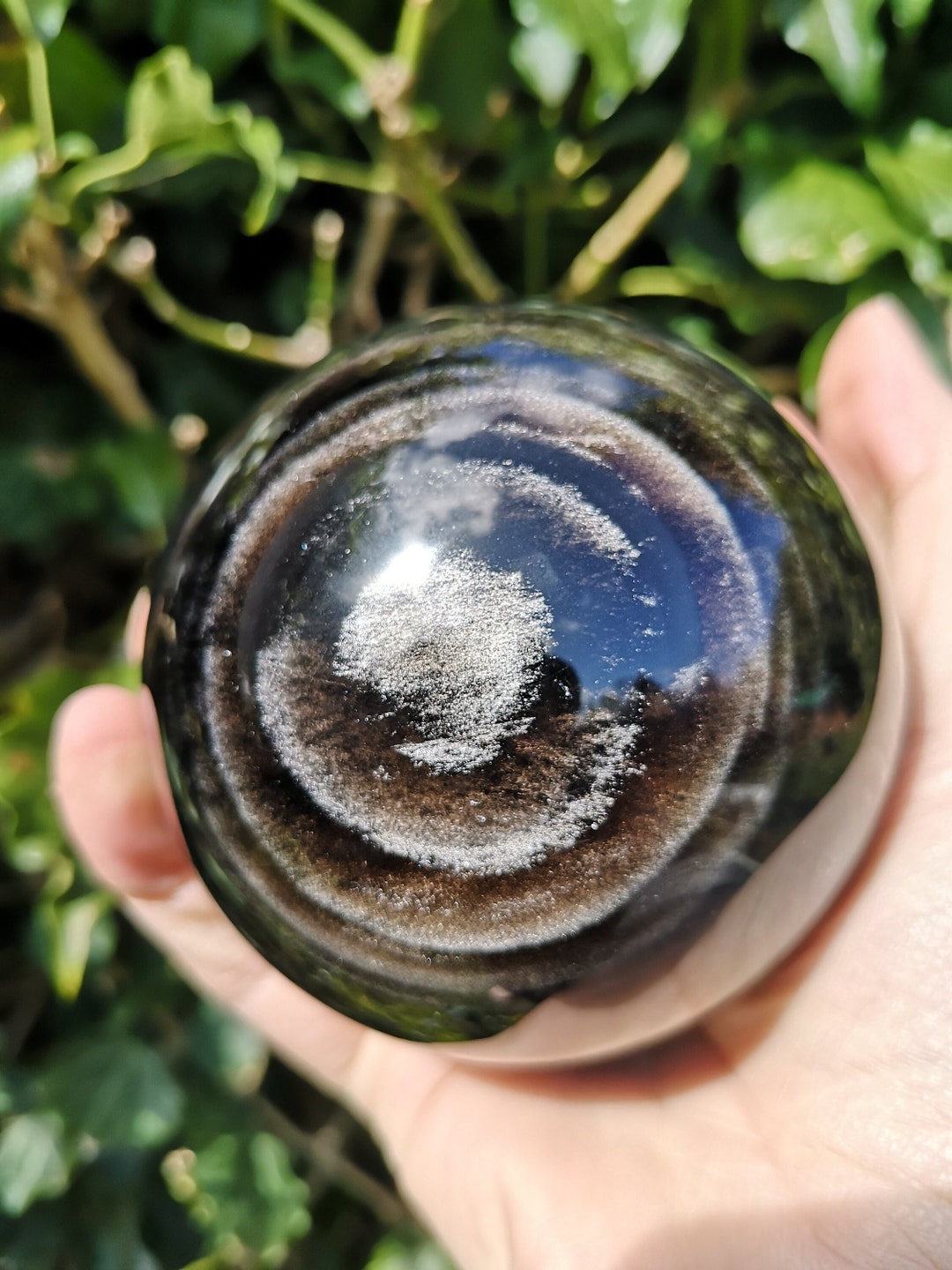 Large Silver Sheen Obsidian Sphere 84mm - High Quality XL Silver ...