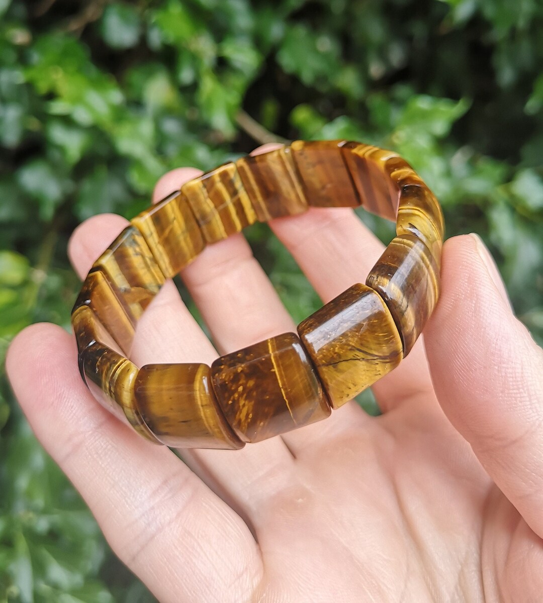 Golden Tigers Eye Crystal Bangle - Tigers Eye Square Bead Bracelet ...