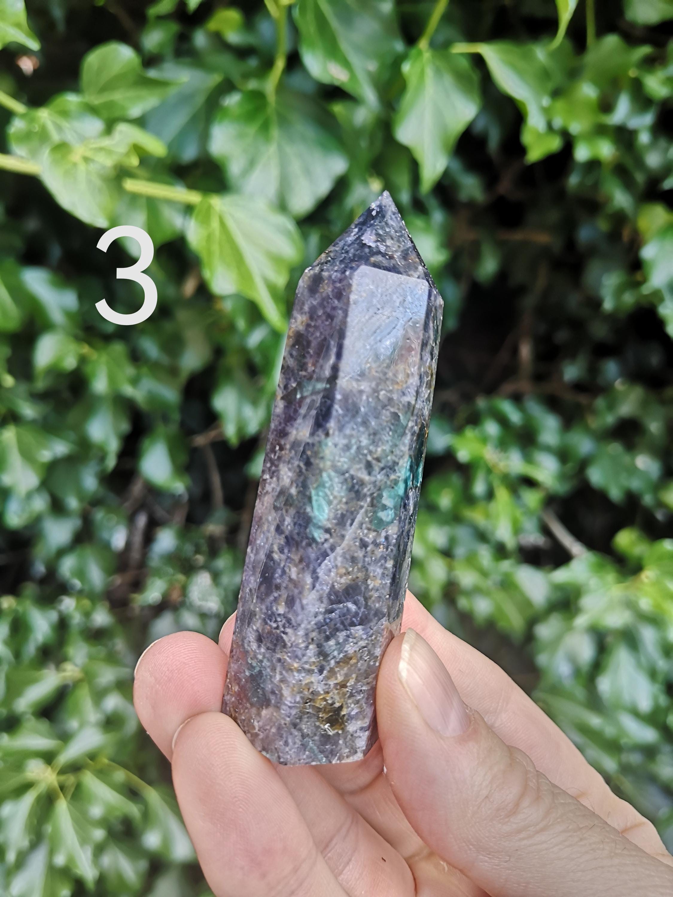 Iolite With Green Tourmaline Tower - Water Sapphire Tower - Cordierite ...