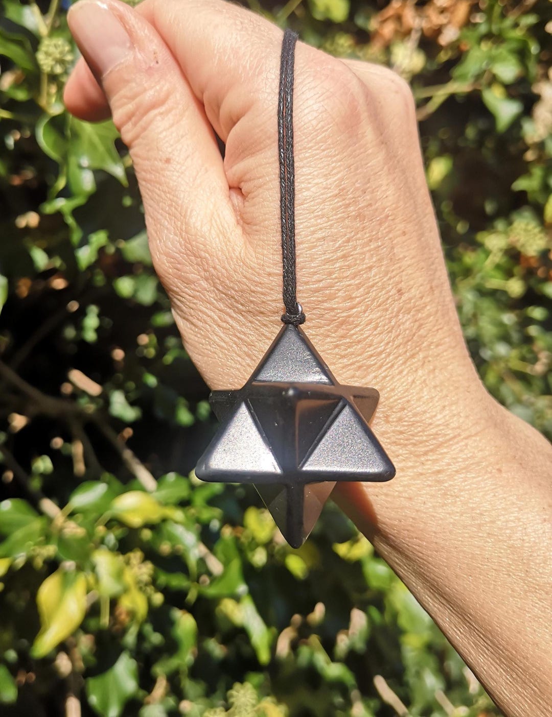 Karelian Shungite Merkabah Necklace - Genuine Shungite Merkaba Pendant ...