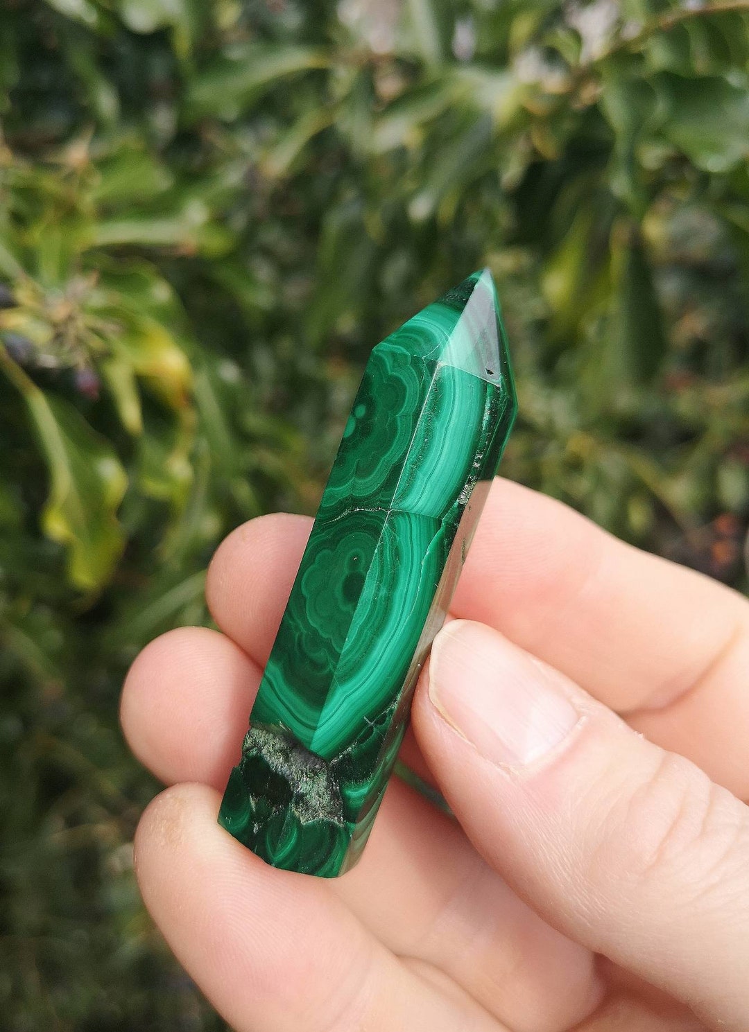 Stunning Malachite Tower With Druzy - Genuine Malachite Point 34g 60mm ...