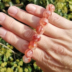 Fire Quartz Bracelet Hematoid Quartz Crystal Large 12mm Bead Bracelet ...