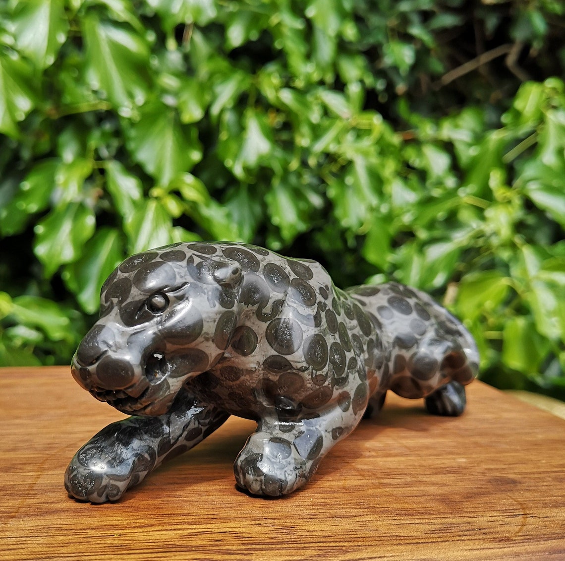 Orbicular Rhyolite Leopard Carving 6 Inch - Puma Cat Carving in Leopard ...