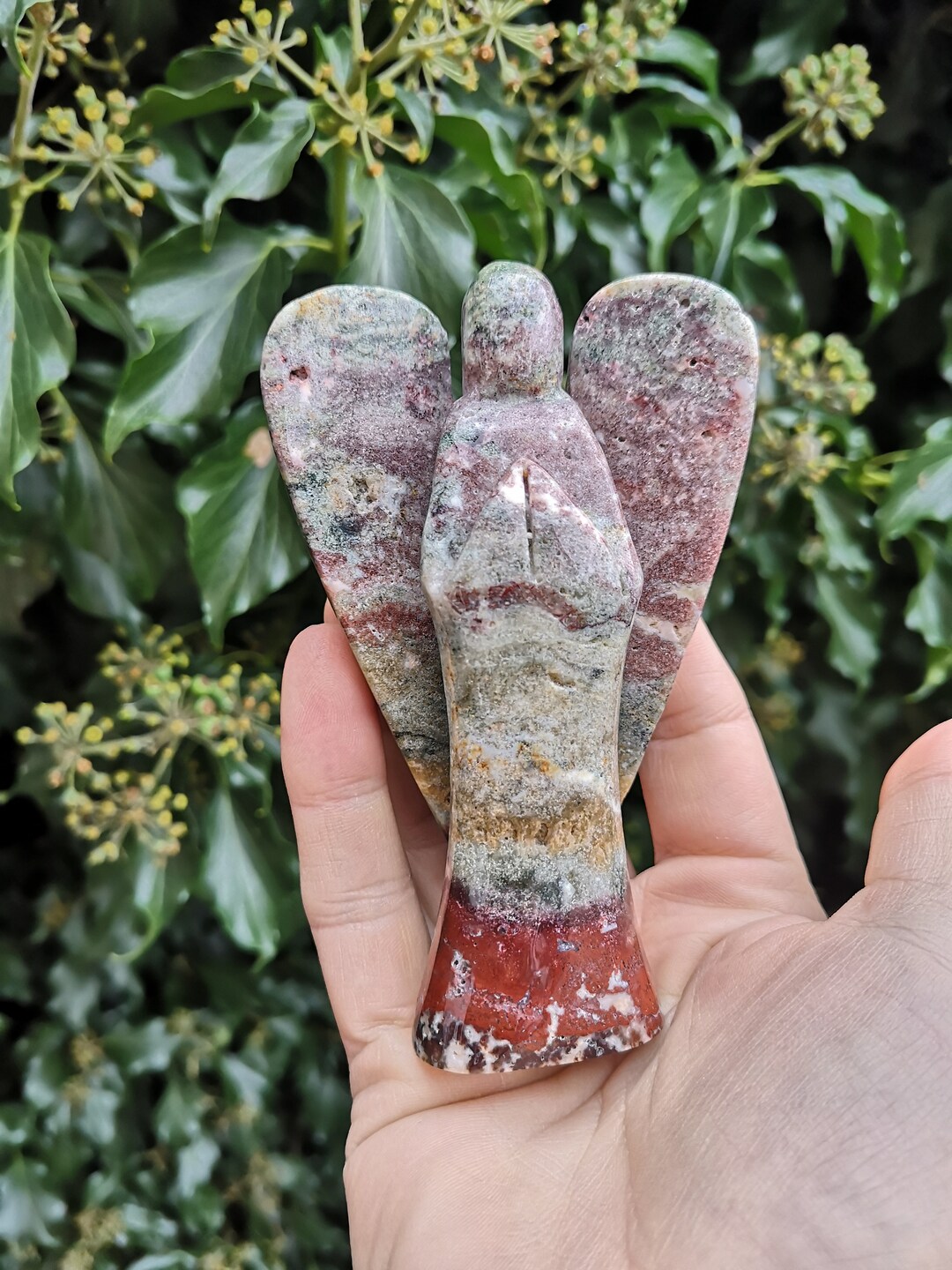 Large Ocean Jasper Carved Angel - Protection Angel Banded Jasper ...