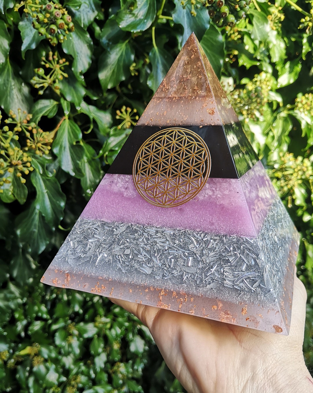 Rose Quartz Orgone Generator- Large Pink Quartz Orgonite Pyramid ...