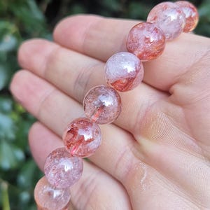 Fire Quartz Bracelet - Hematoid Quartz Crystal Large 11-12mm Bead ...