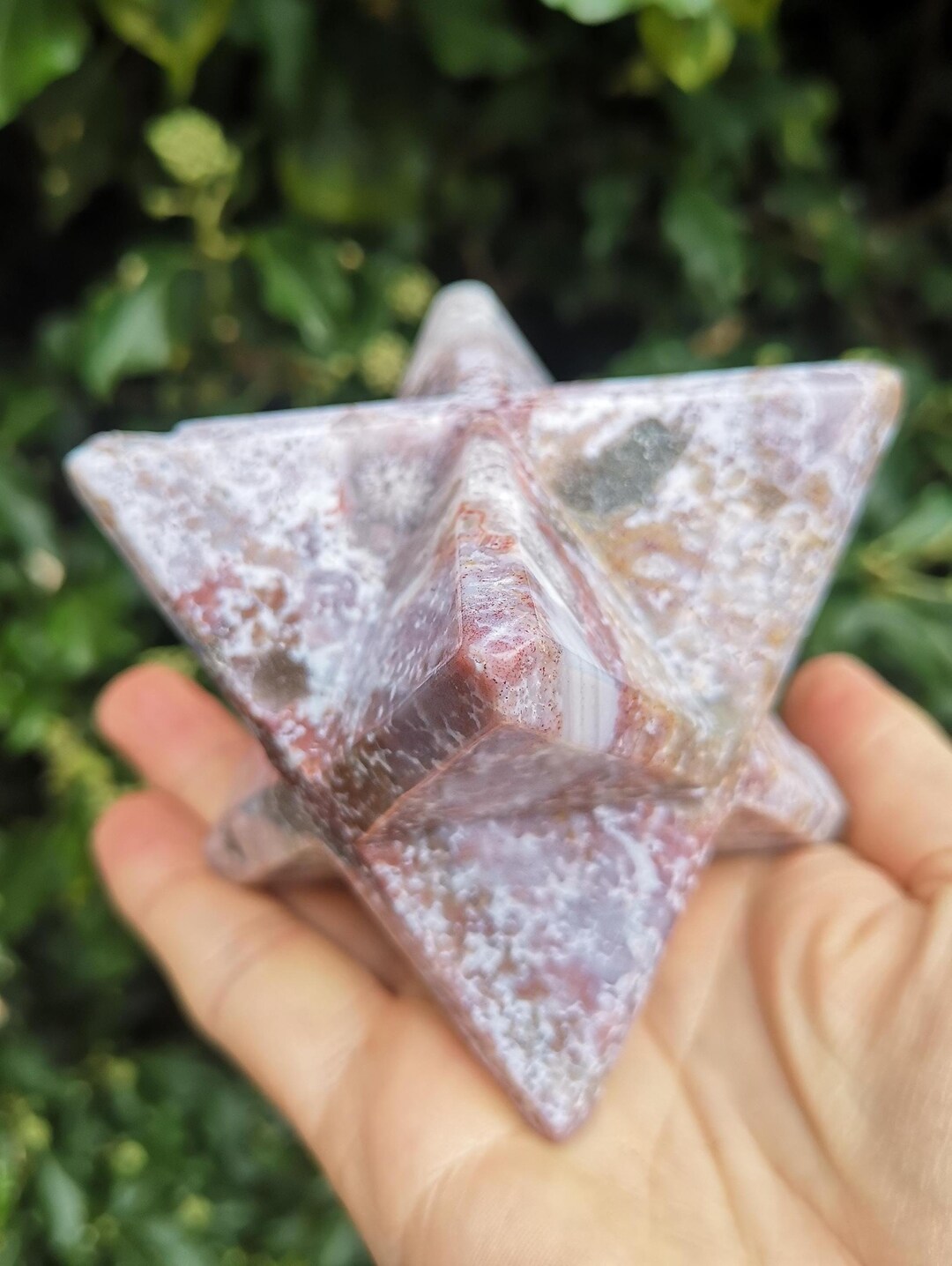 Ocean Jasper Crystal Merkabah Star 425g - Pink OJ Large Merkaba Carving ...