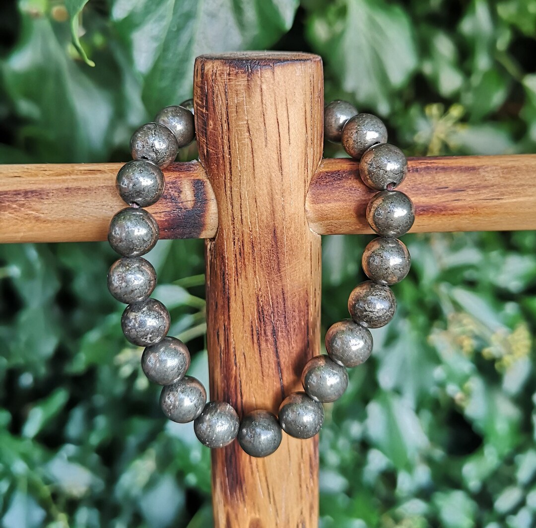 Natural Pyrite Bracelet Pyrite 8mm Bead Bracelet Fools Gold Bracelet ...