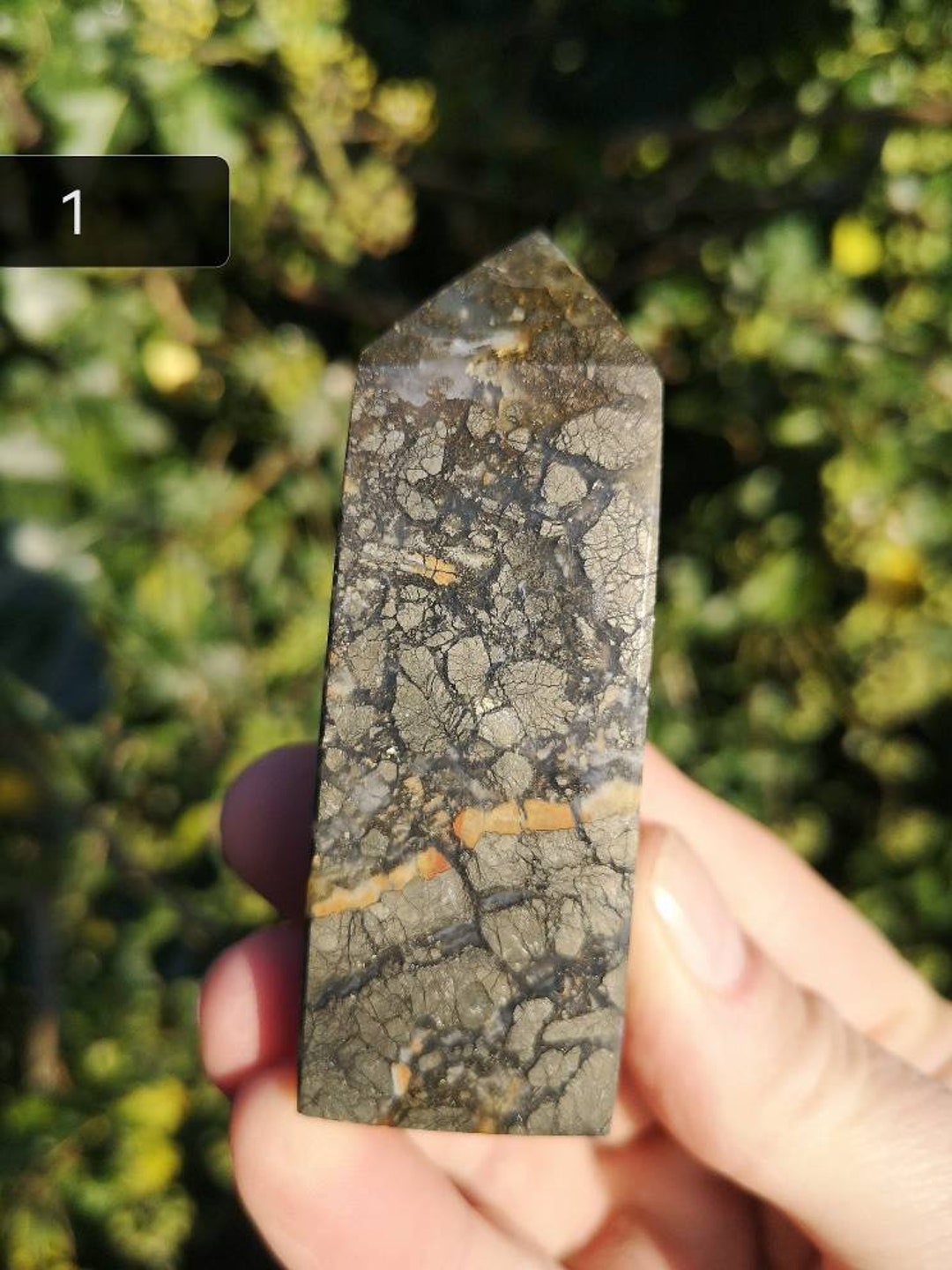 Marcasite Tower Marcasite Blossom Agate Obelisk Rare Pyrite in Agate ...