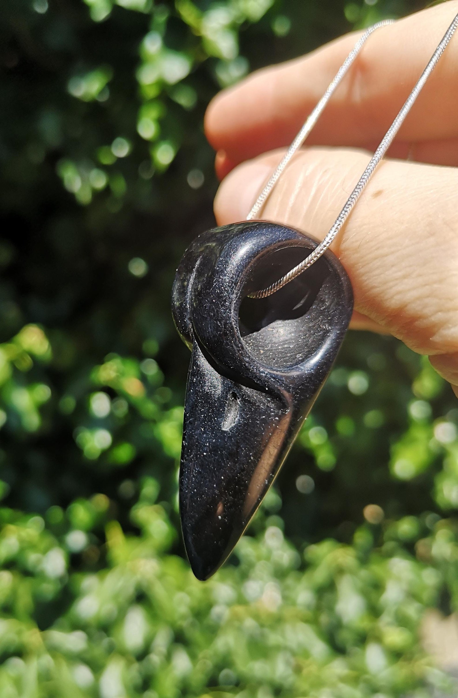 Black Obsidian Raven Skull Pendant matt Black Obsidian Carved Crow ...