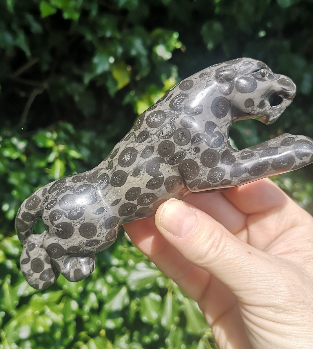 Leopard Stone Puma Cat Carving -large Spotted Jasper Crystal Leopard ...