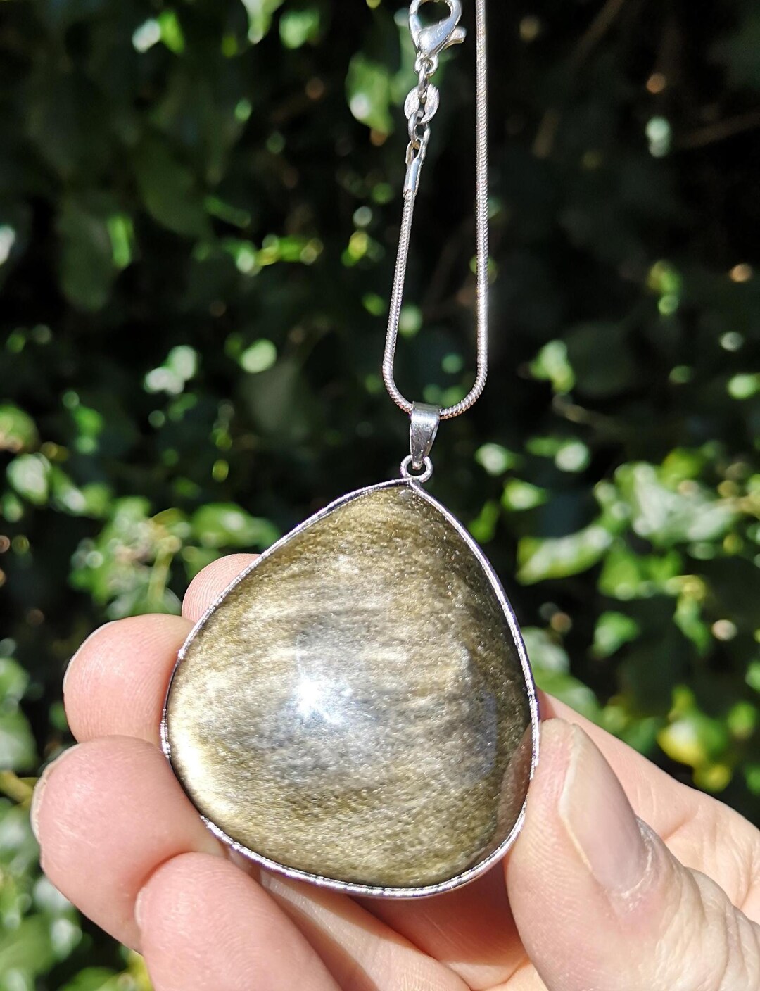 Gold Obsidian Tear Drop - Gold Sheen Obsidian Large Drop Necklace -gold ...