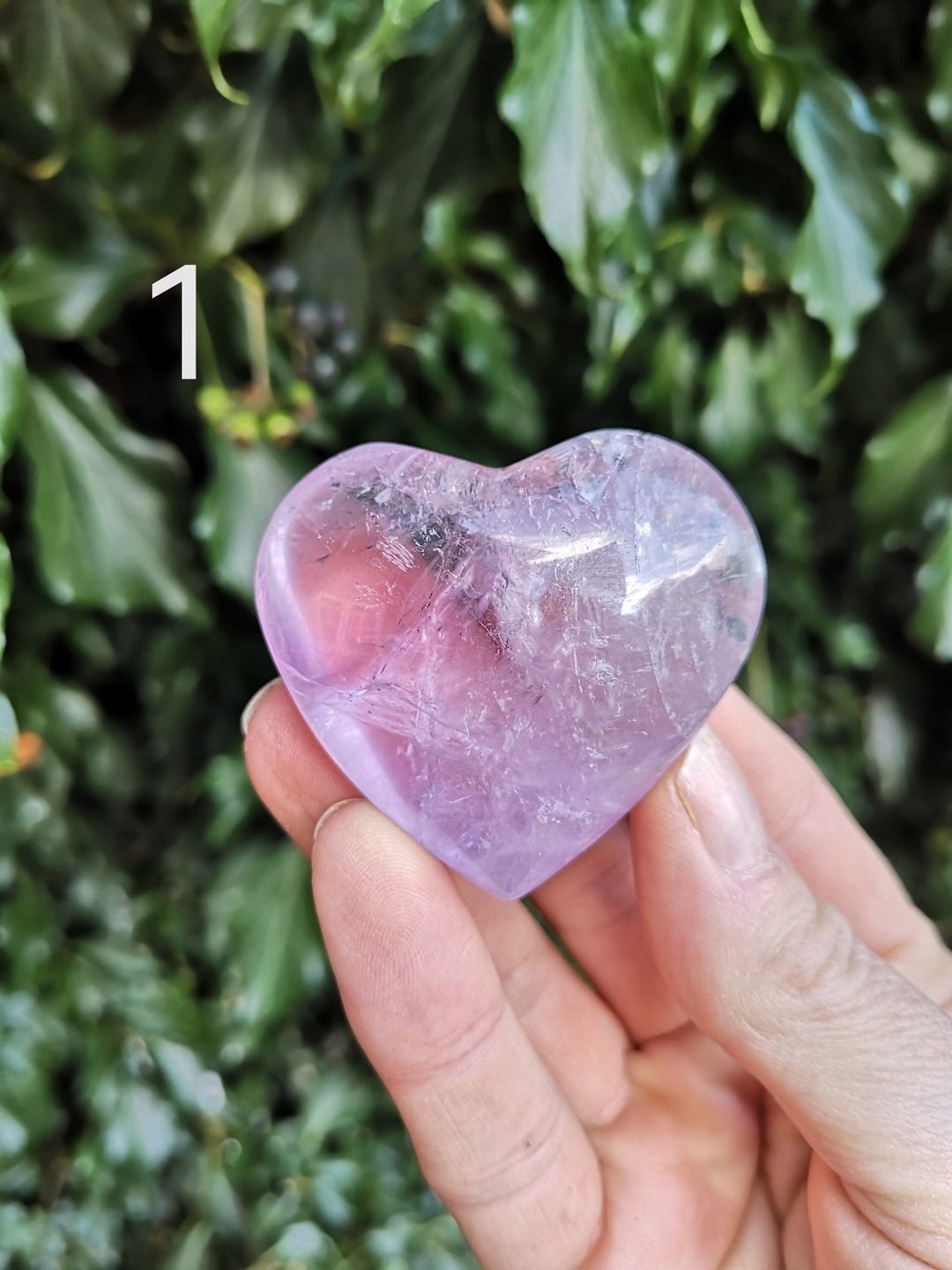 Amethyst Heart With Rainbows Amethyst Crystal Heart Carving Lilac Gem ...