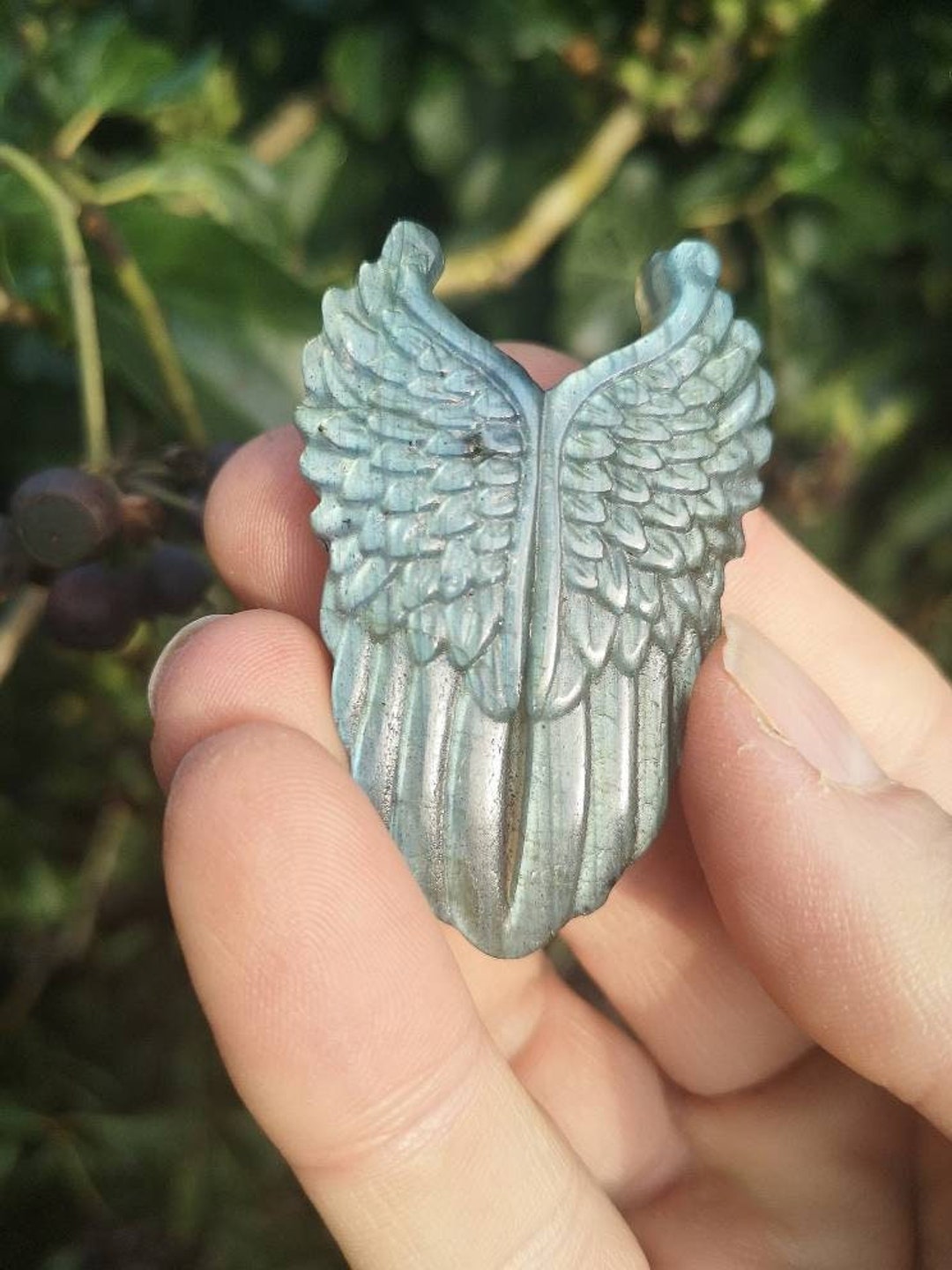 Labradorite Angel Wings Carving Crystal Carved Angel Wings Silver ...
