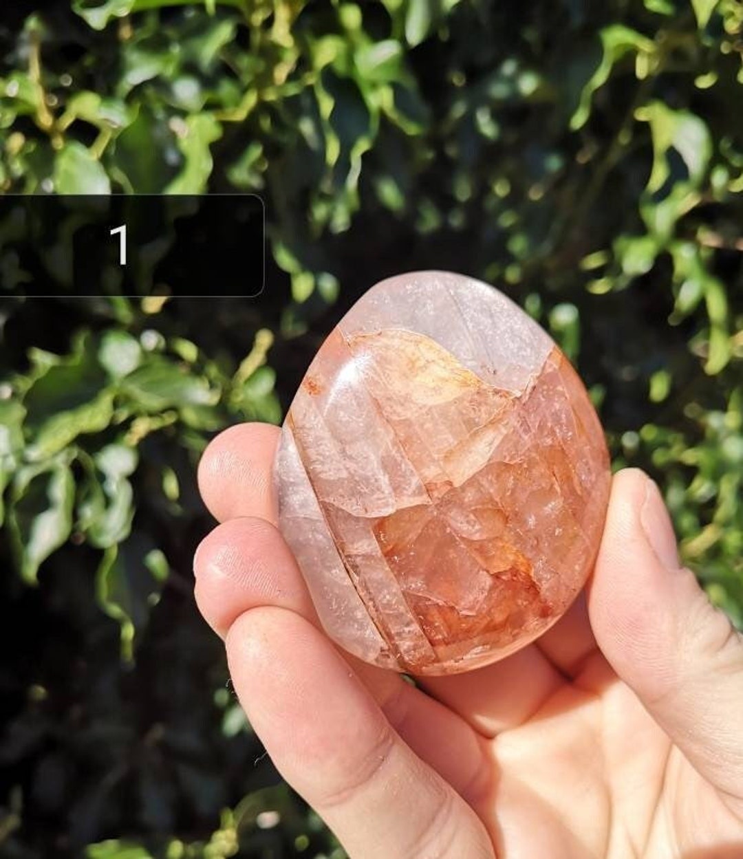 Fire Quartz Palm Stone - Hematoid Quartz Pocket Gem - Ferruginous ...